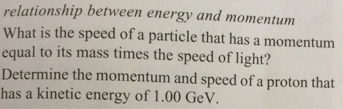 Solved relationship between energy and momentum What is the | Chegg.com