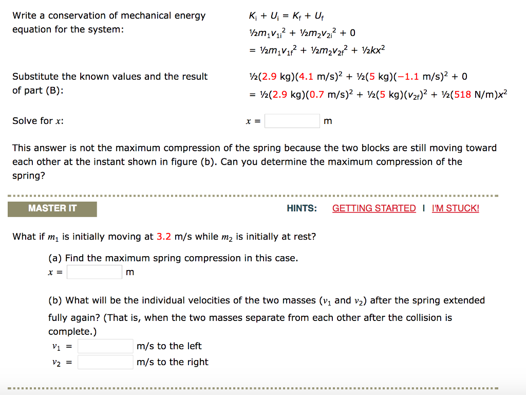 Solved Write a conservation of mechanical energy equation | Chegg.com