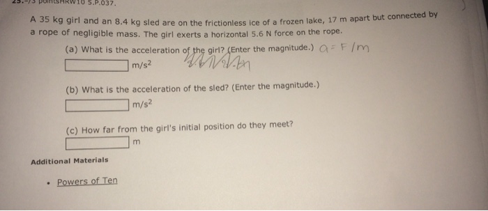 Solved A 35 kg girl and an 8.4 kg sled are on the | Chegg.com