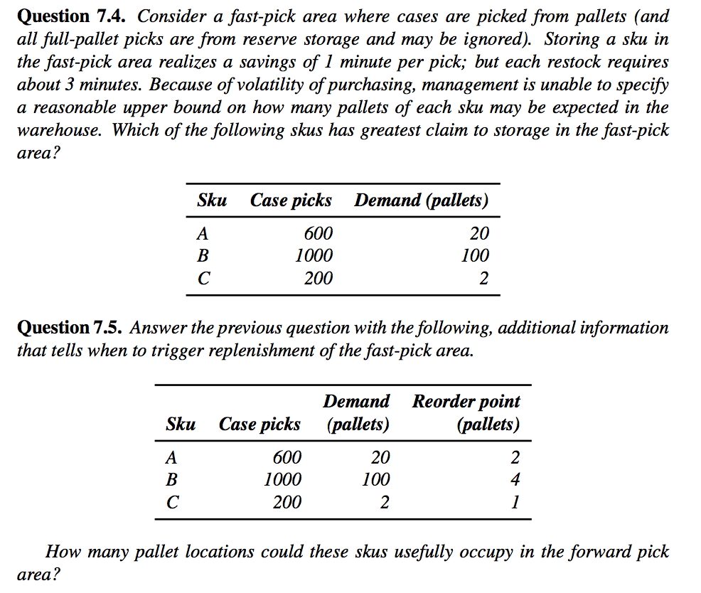 Solved Consider a fast-pick area where cases are picked from | Chegg.com