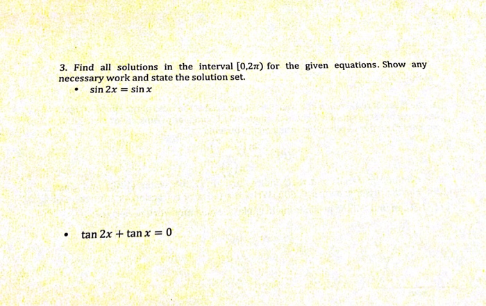 Solved Find all solutions in the interval [0, 2pi) for the | Chegg.com