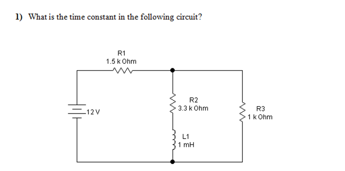 Solved What is the time constant in the following circuit? | Chegg.com