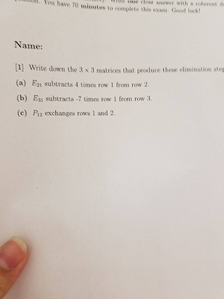 Solved Write down the 3 times 3 matrices that produce these | Chegg.com