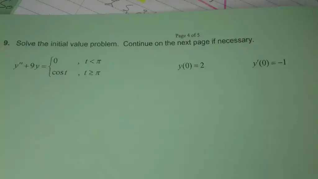 Solved Page 4 of5 9. Solve the initial value problem. | Chegg.com