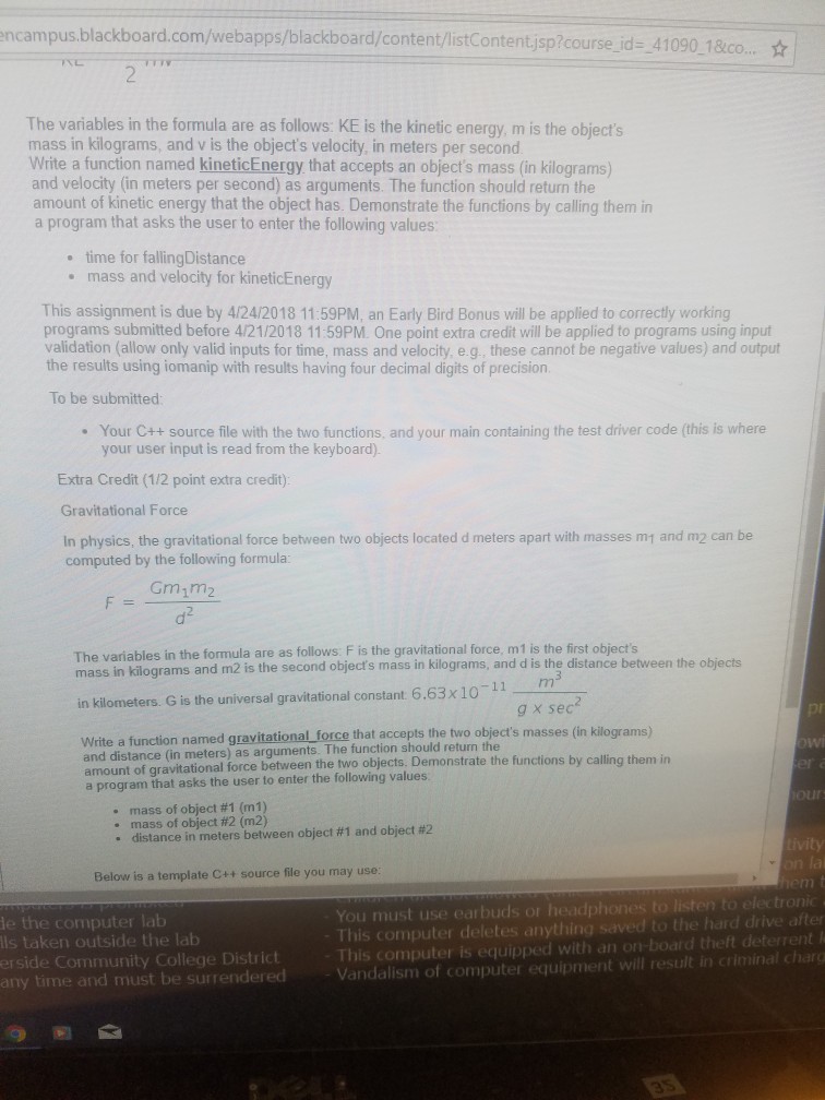 Solved Assignment #6 Physics Functions Falling Distance When | Chegg.com