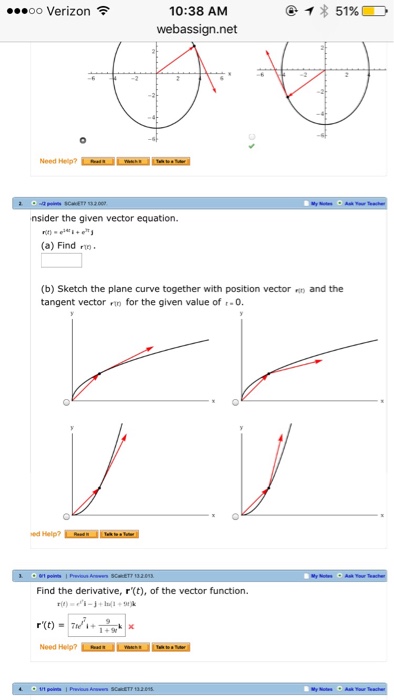 Consider the given vector equation, Find r(t) Sketch | Chegg.com