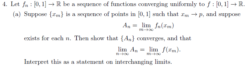 Solved Let f_n: [0, 1] rightarrow R be a sequence of | Chegg.com