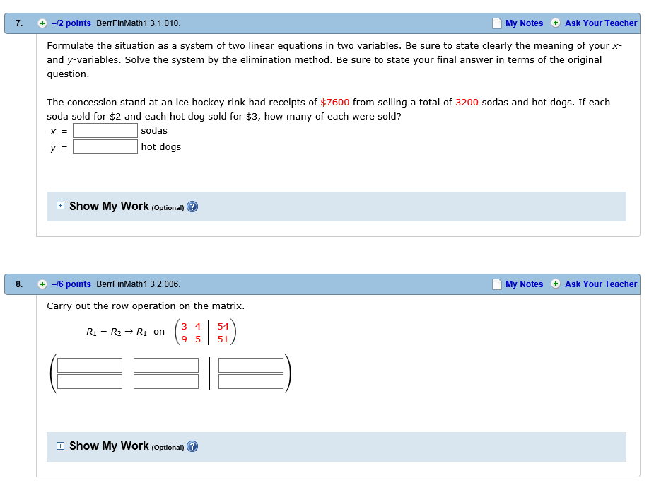 Solved Formulate the situation as a system of two linear | Chegg.com