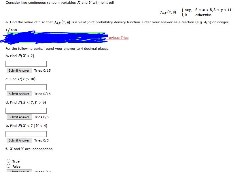 Solved Consider Two Continuous Random Variables X And Y With