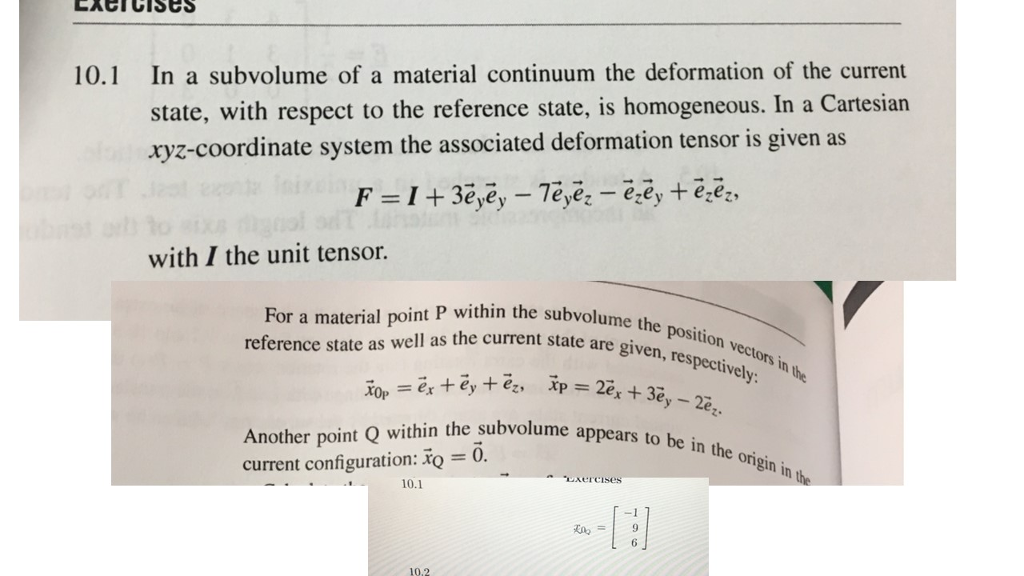 EXCICISES In a subvolume of a material continuum the | Chegg.com