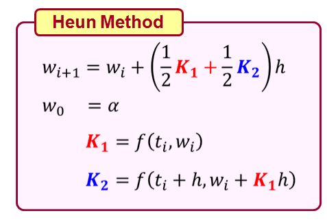 Solved Heun Method K, = f(ti,WJ | Chegg.com