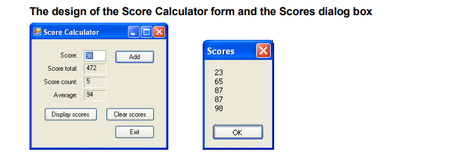 Solved 1. Create a form in C# that accepts scores from the | Chegg.com