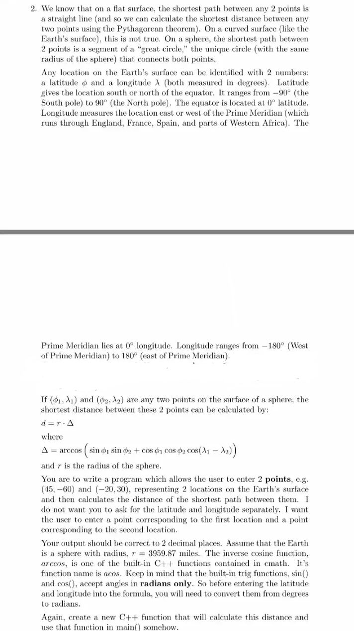 Solved We know that on a flat surface, the shortest path | Chegg.com