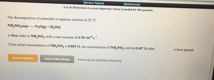 Solved The decomposition of nitramide in aqueous solution at | Chegg.com