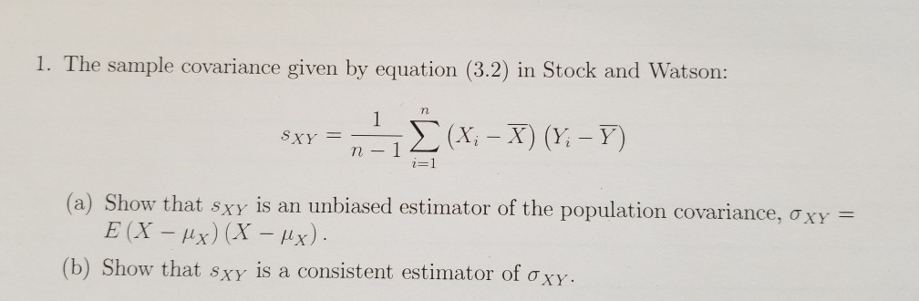 Solved The sample covariance given by equation (3.2) in | Chegg.com