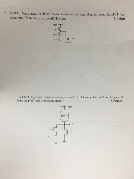 Solved A pFET logic array is shown below. Construct the | Chegg.com
