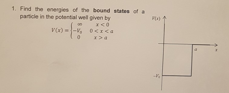 Solved 1. Find the energies of the bound states of a | Chegg.com