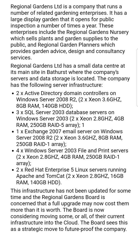 Solved Regional Gardens Ltd is a company that runs a number | Chegg.com