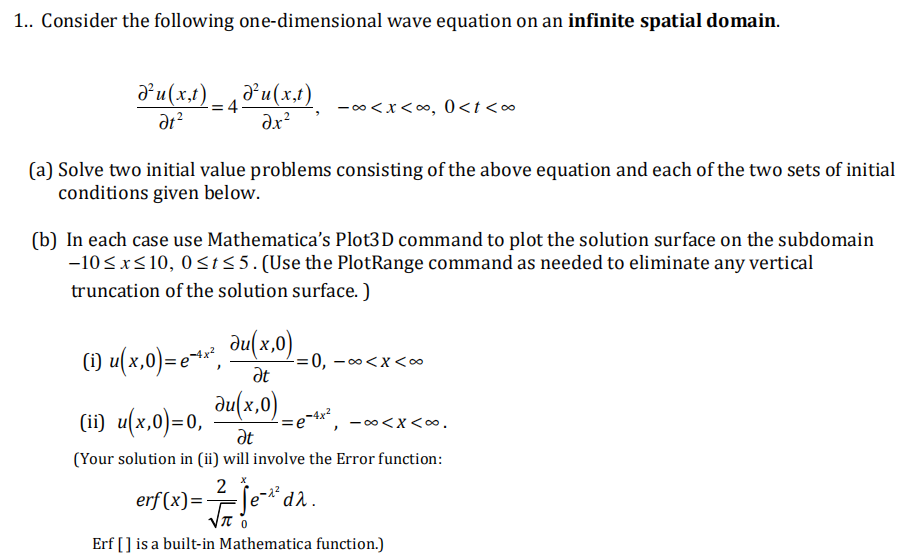 Solved 1.. Consider the following one-dimensional wave | Chegg.com
