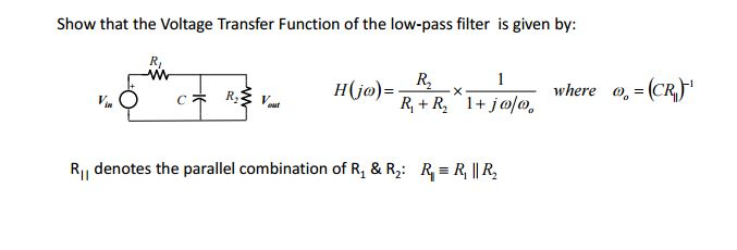 Solved Show that the Voltage Transfer Function of the | Chegg.com