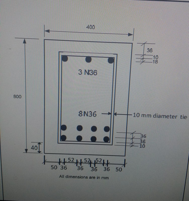 Solved A beam section having b × D= 400 mm × 800 mm is | Chegg.com