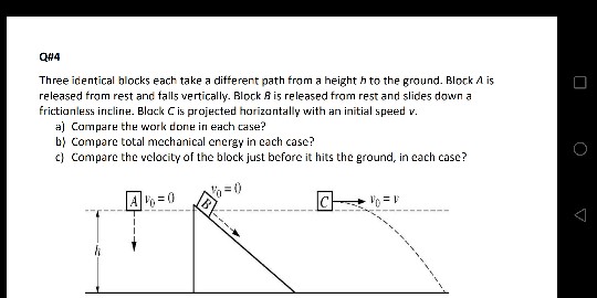 Solved Three identical blocks each take a different path | Chegg.com
