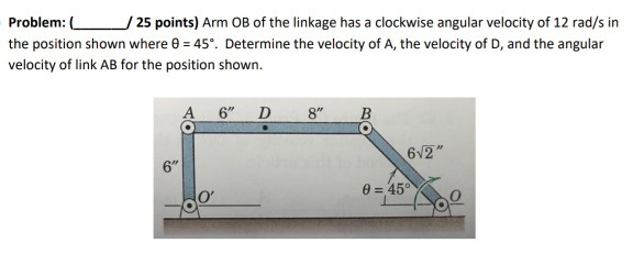Solved Problem 25 Points Arm Ob Of The Linkage Has A