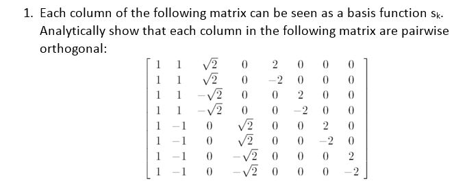 Solved 1. Each column of the following matrix can be seen as | Chegg.com