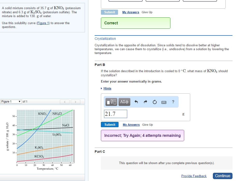 Solved A solid mixture consists of 35.7 g of KNO3 (potassium | Chegg.com