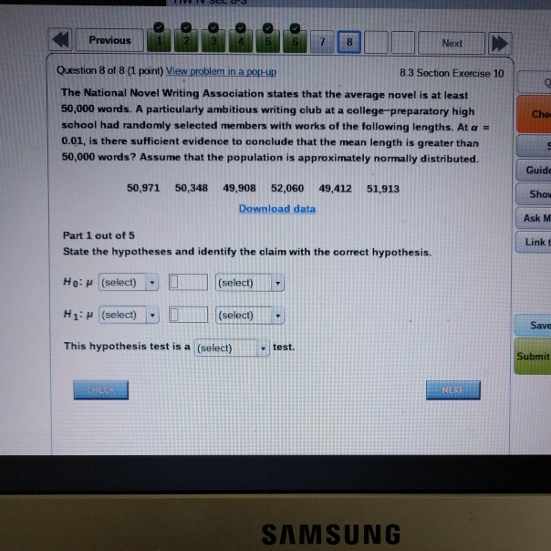 Solved Next Question 8 of 8 (1 point) View problem in a | Chegg.com