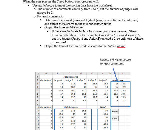 When the user presses the Score button, your program | Chegg.com