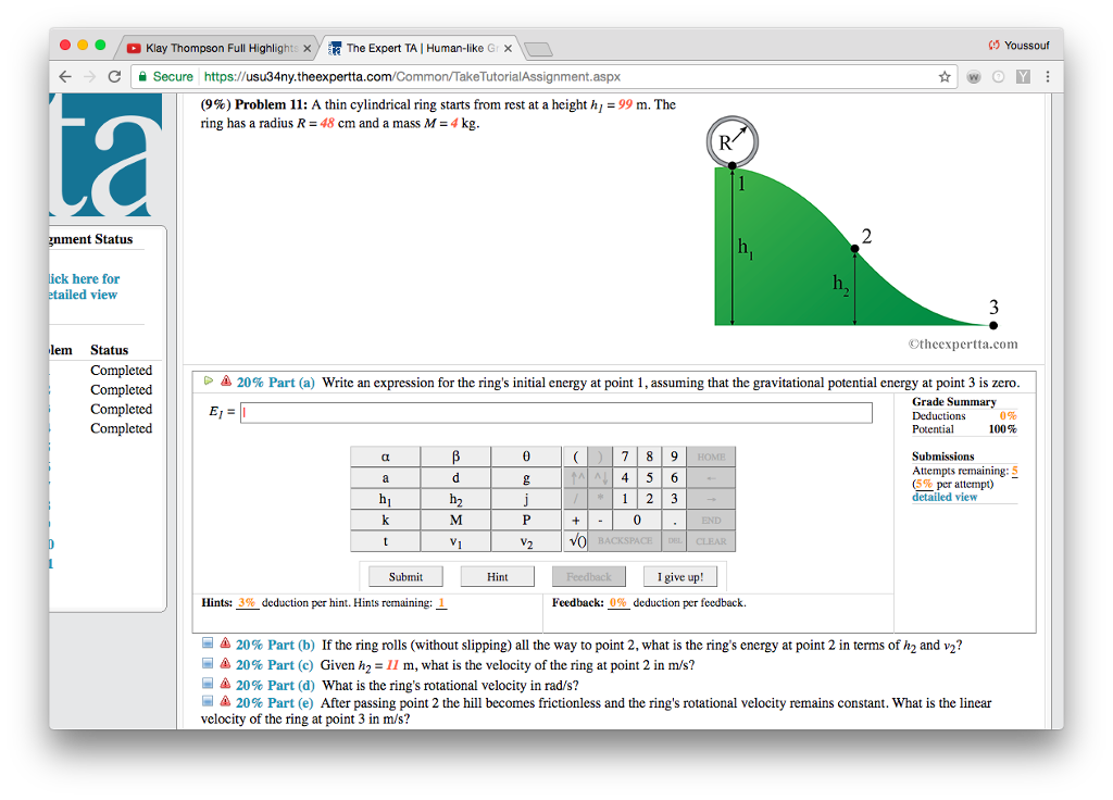 Solved O o Klay Thompson Full Highlights x The Expert TAI | Chegg.com