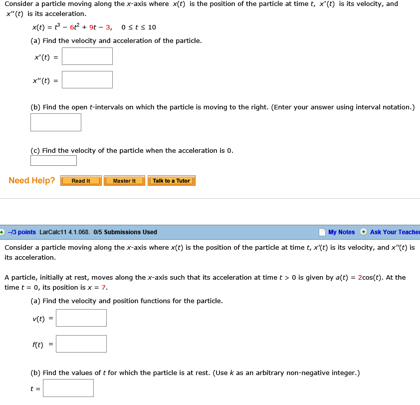 Solved Consider a particle moving along the x-axis where | Chegg.com