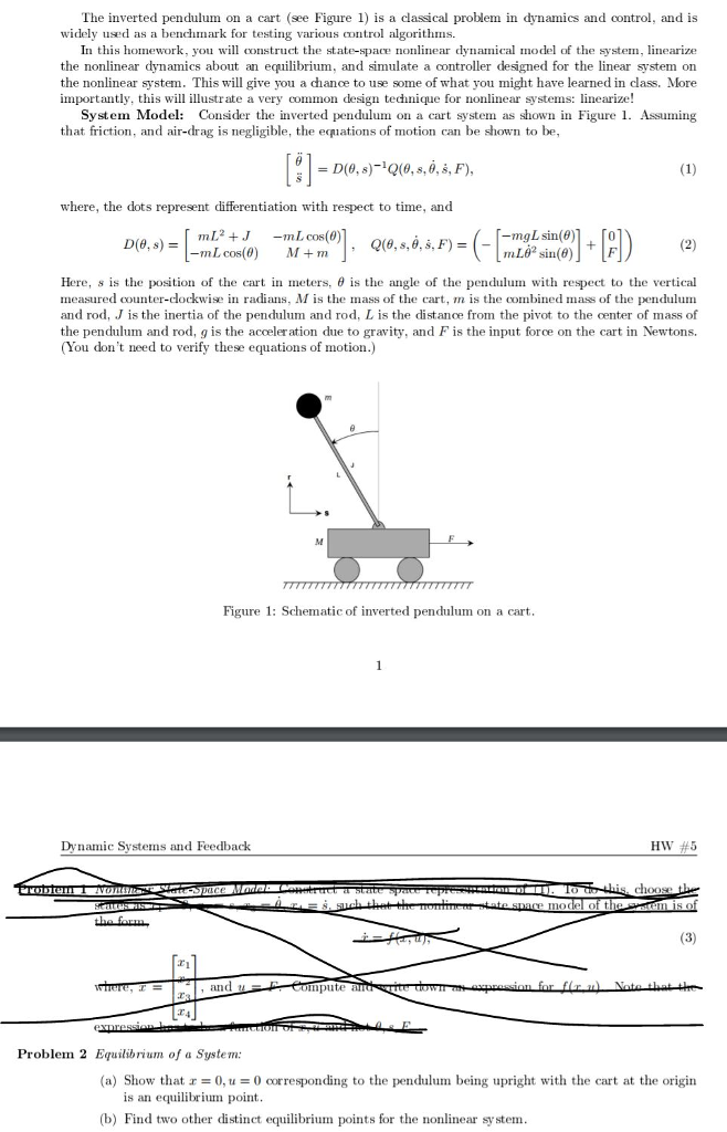 Solved The inverted pendulum on a cart (see Figure 1) is a | Chegg.com