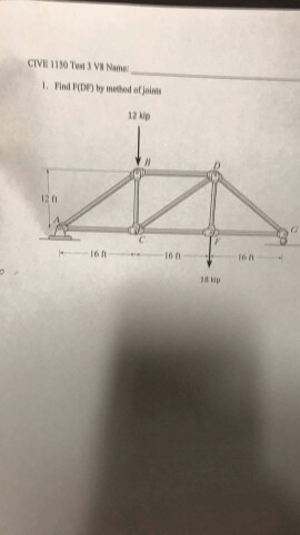 Solved CIVB 180 Test Name Find PODP by method ofjoins 12 kip | Chegg.com