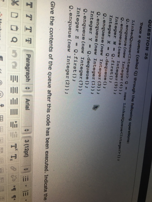Solved Trace A Queue Called Q Through The Following 