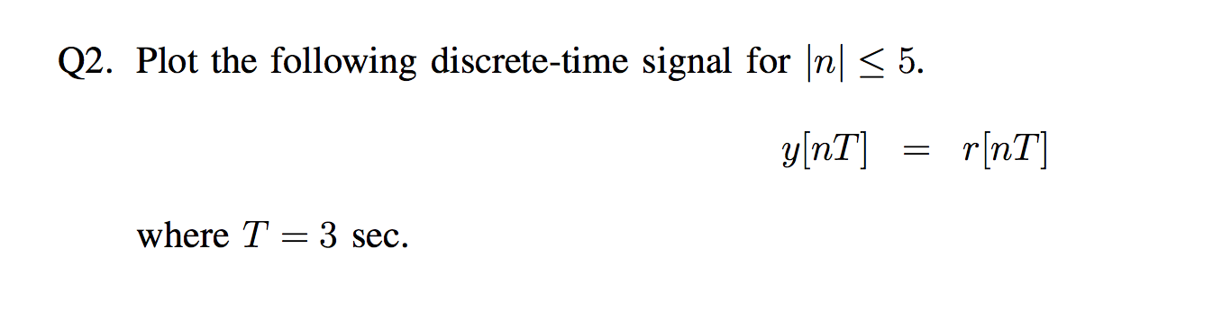 Solved Plot the following discrete-time signal for |n| 5. | Chegg.com