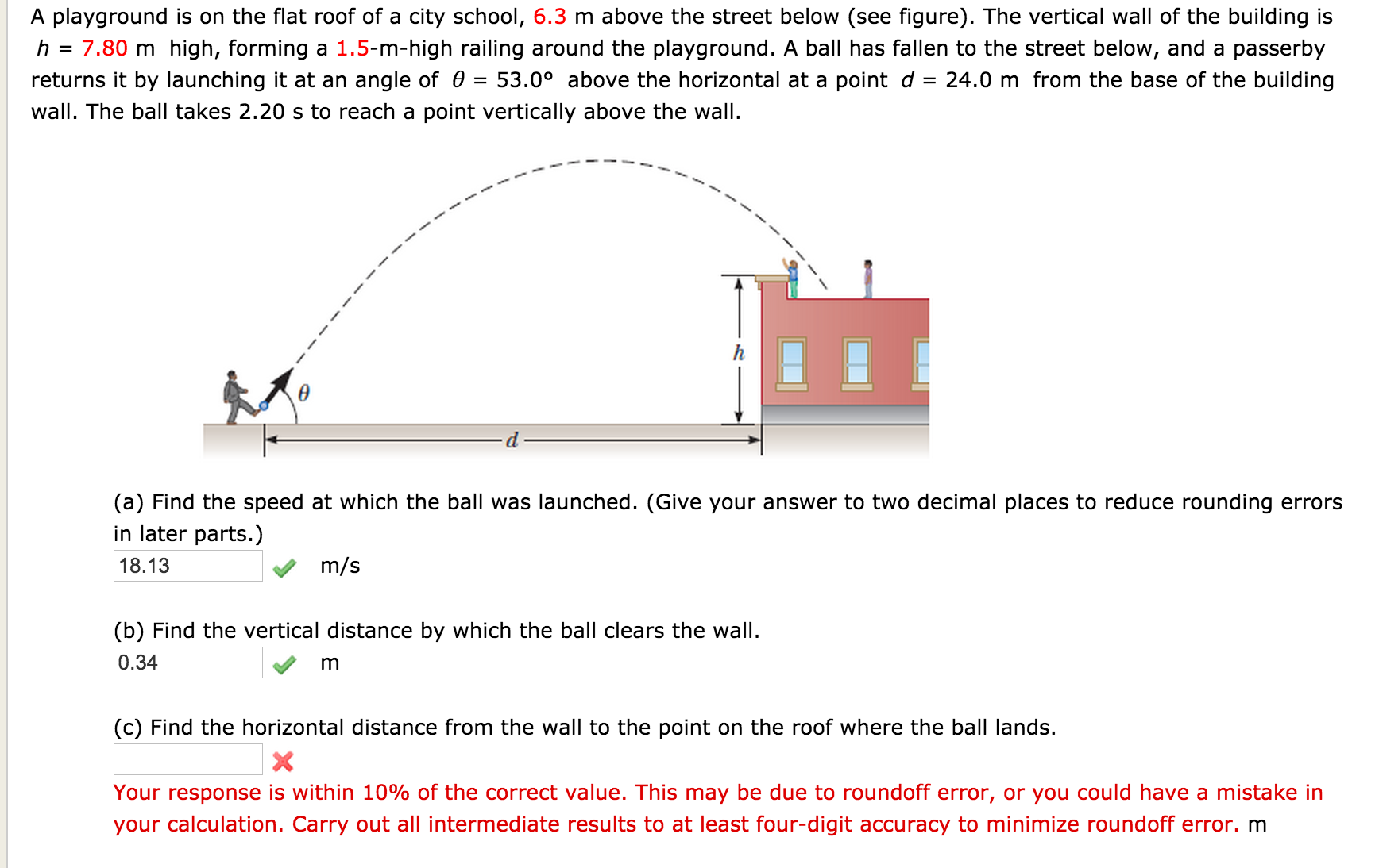Solved A playground is on the flat roof of a city school, | Chegg.com