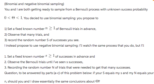 Solved (Binomial and negative binomial sampling) You and I | Chegg.com