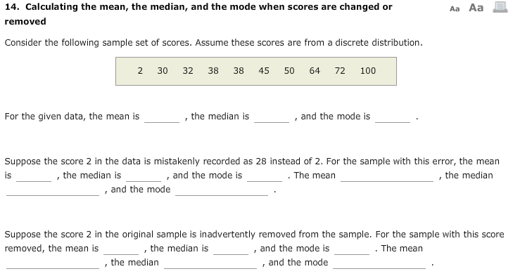 Solved 14. Calculating the mean, the median, and the mode | Chegg.com