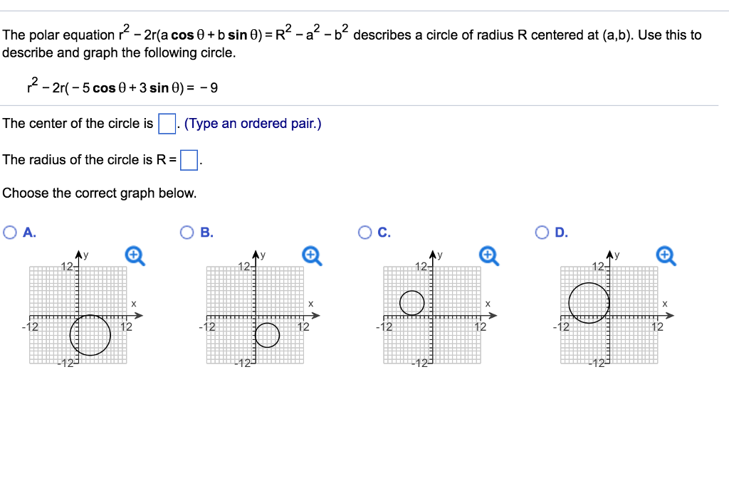 Solved The polar equation r^2 - 2r(a cos theta b sin theta) | Chegg.com