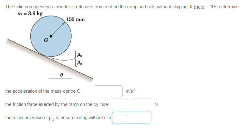 Solved The solid homogeneous cylinder is released from rest | Chegg.com