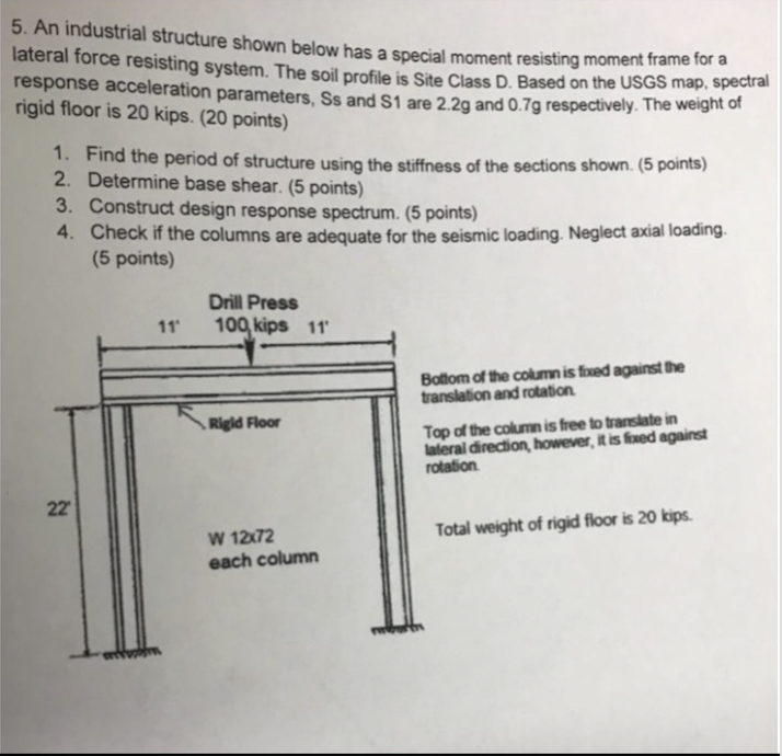 Solved 5. An industrial structure shown below h lateral | Chegg.com