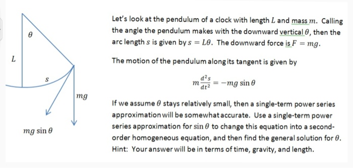 Solved Let's look at the pendulum of a clock with length L | Chegg.com