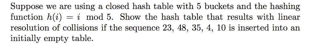 Solved Suppose we are using a closed hash table with 5 | Chegg.com