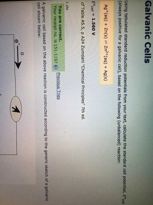 Solved Galvanic Cells Using tabulated standard reduction | Chegg.com
