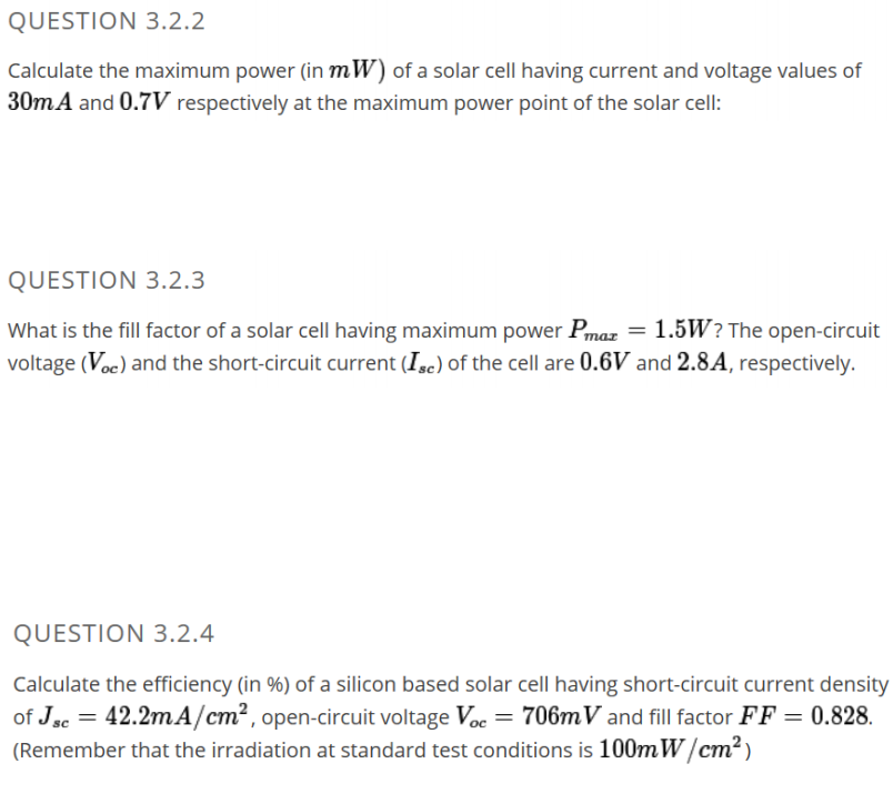 Solved QUESTION 3.2.2 Calculate the maximum power (in mW) of | Chegg.com