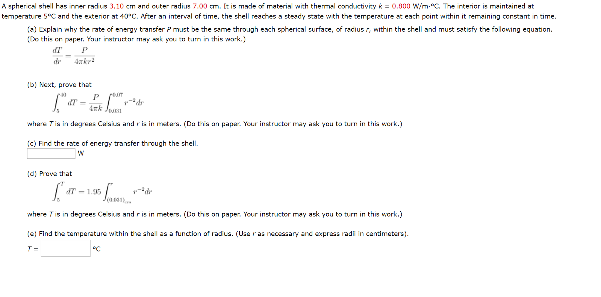 Solved A spherical shell has inner radius 3.10 cm and outer | Chegg.com