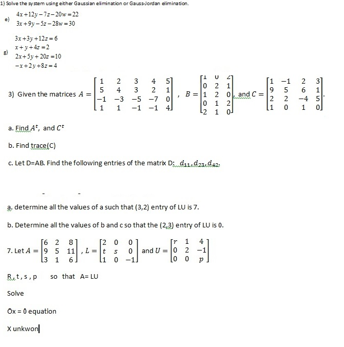 Solved Solve the system using either Gaussian elimination or | Chegg.com