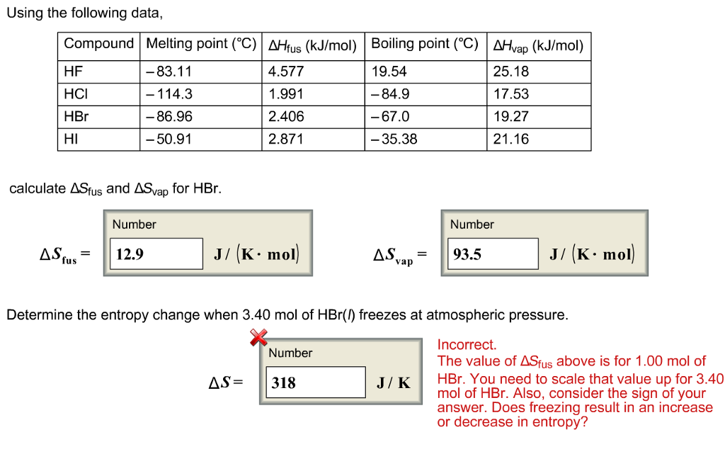 Solved Using the following data, calculate Delta S_fus and | Chegg.com